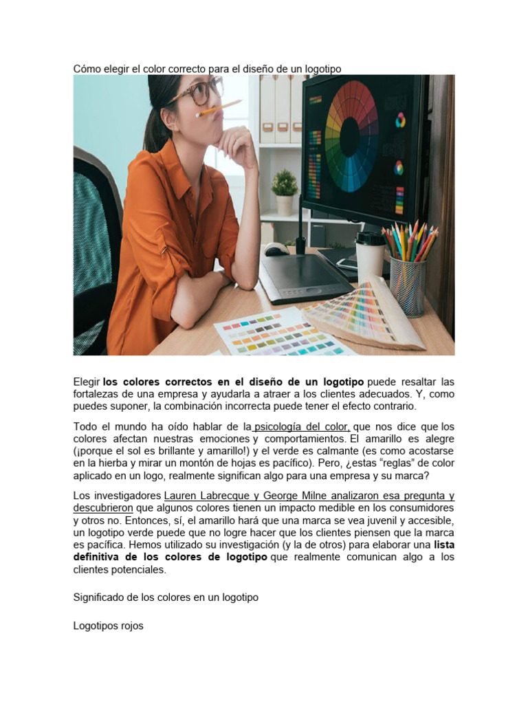 Cómo Elegir El Color Correcto para El Diseño de Un Logotipo | PDF ...