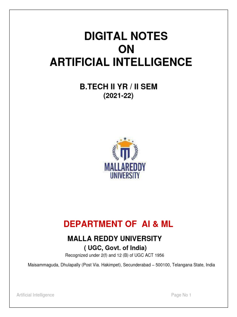 AI Digital Notes Complete | PDF | Artificial Intelligence ...