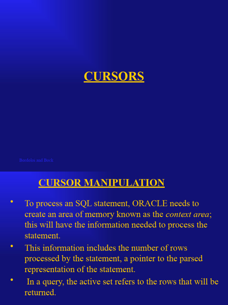 Cursors | PDF | Pl/Sql | Sql Cursors | PDF | Pl/Sql | Sql