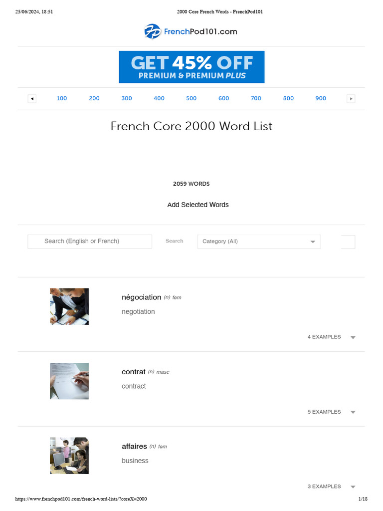 2000 Core French Vocabulary List | PDF | Mass Media | Human Communication