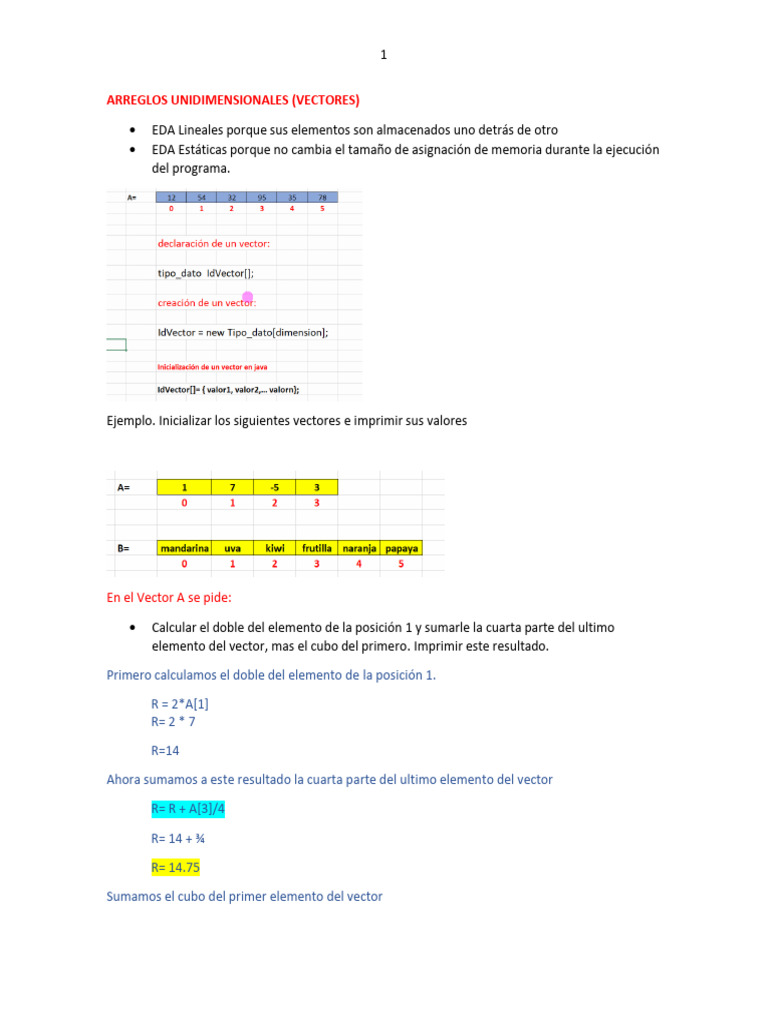 Arreglos Unidimensionales | PDF | Programación de computadoras ...