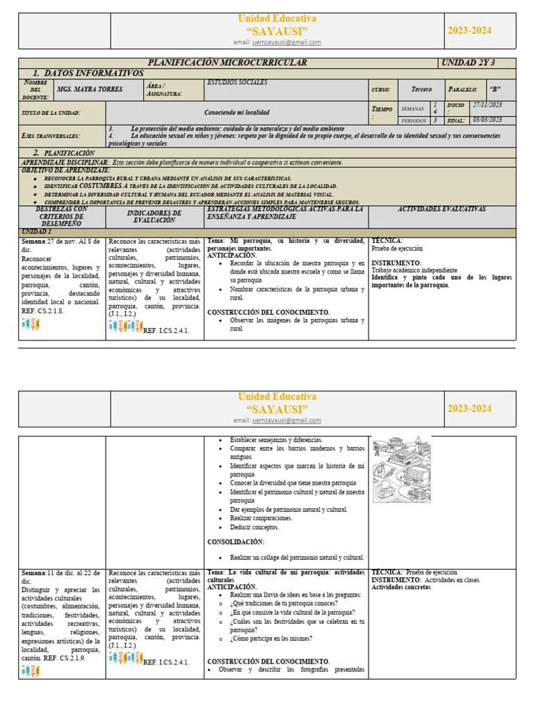 Planificación de Estudios Sociales | PDF | Aprendizaje | Ecuador
