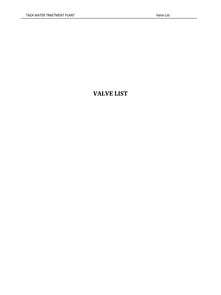 VALVE List | PDF | Pump | Valve