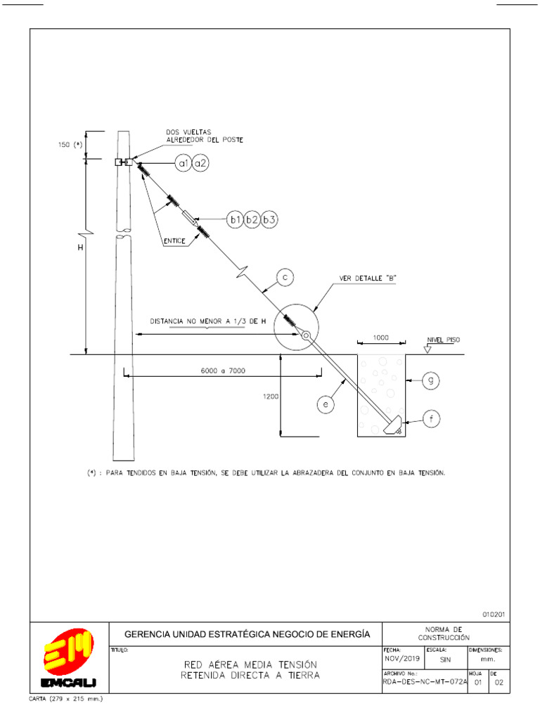RDA-DES-NC-MT-072 Red Aerea Media Tension - Retenida Directa A Tierra | PDF