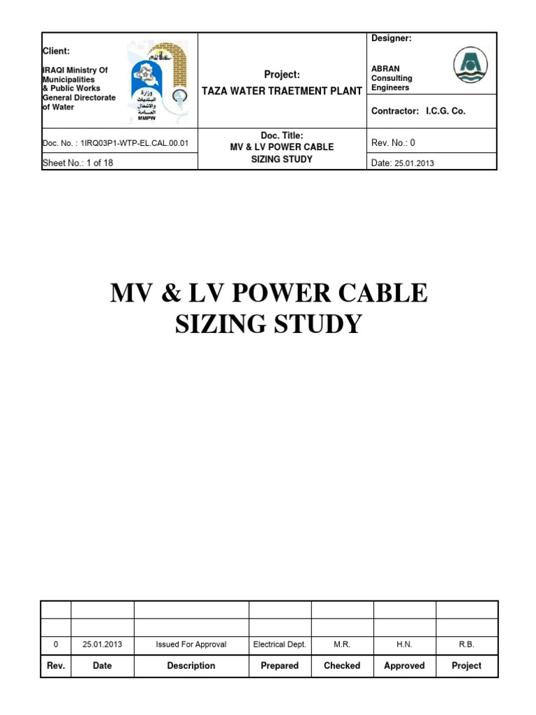 MV & LV Power Cable Sizing Study | PDF | Fuse (Electrical) | Electrical Wiring