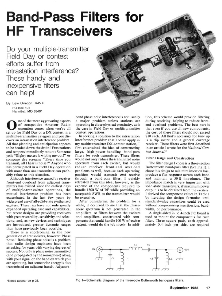 Band-Pass Filters For HF Tranceivers - Bandpass | PDF