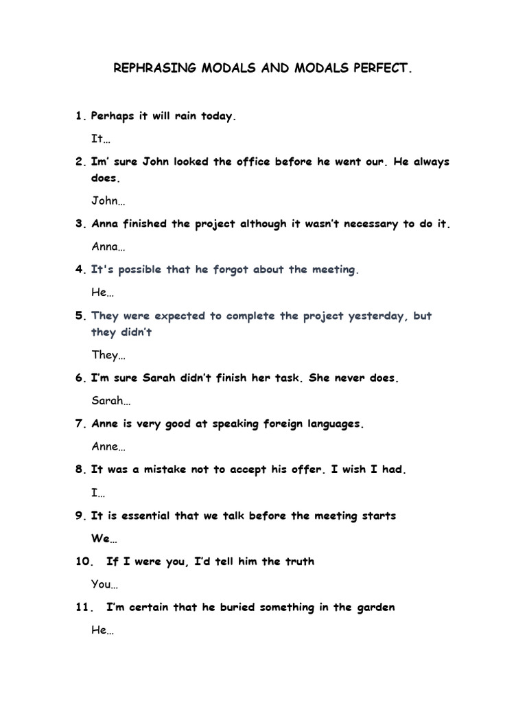 Rephrasing Modals and Modal Perfects | PDF