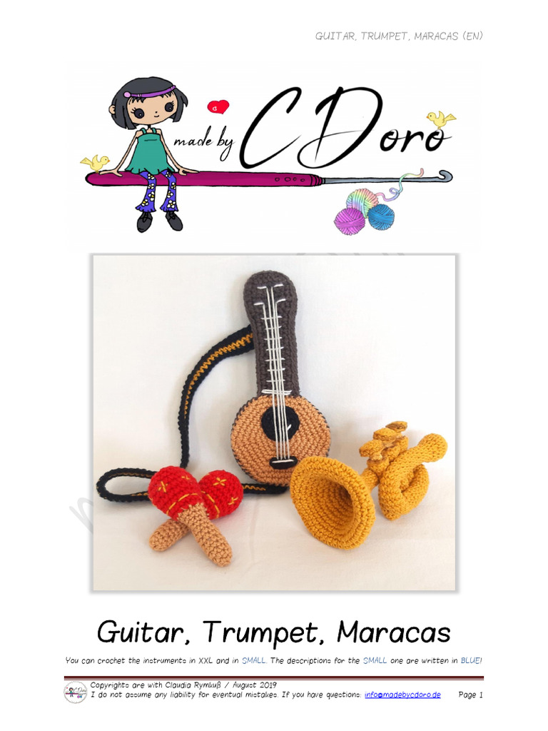 Guitar Trumpet Maracas Crochet Pattern 2 | PDF | Crochet | Yarn