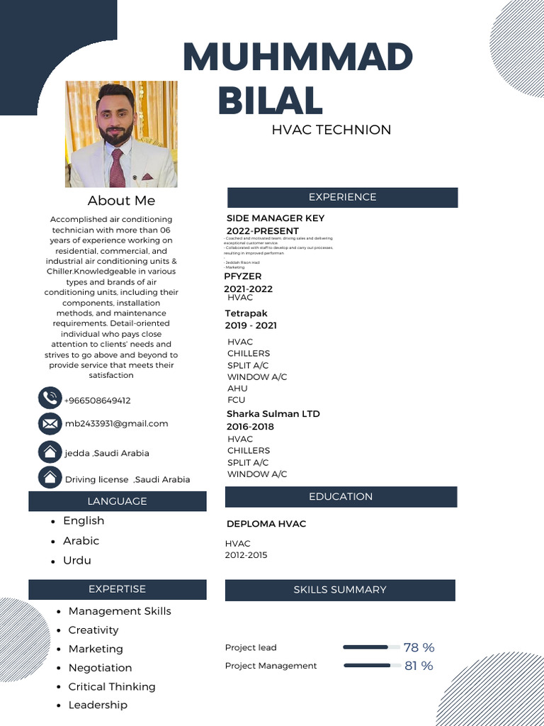 Bilal CV Resume | PDF | Air Conditioning | Business Economics