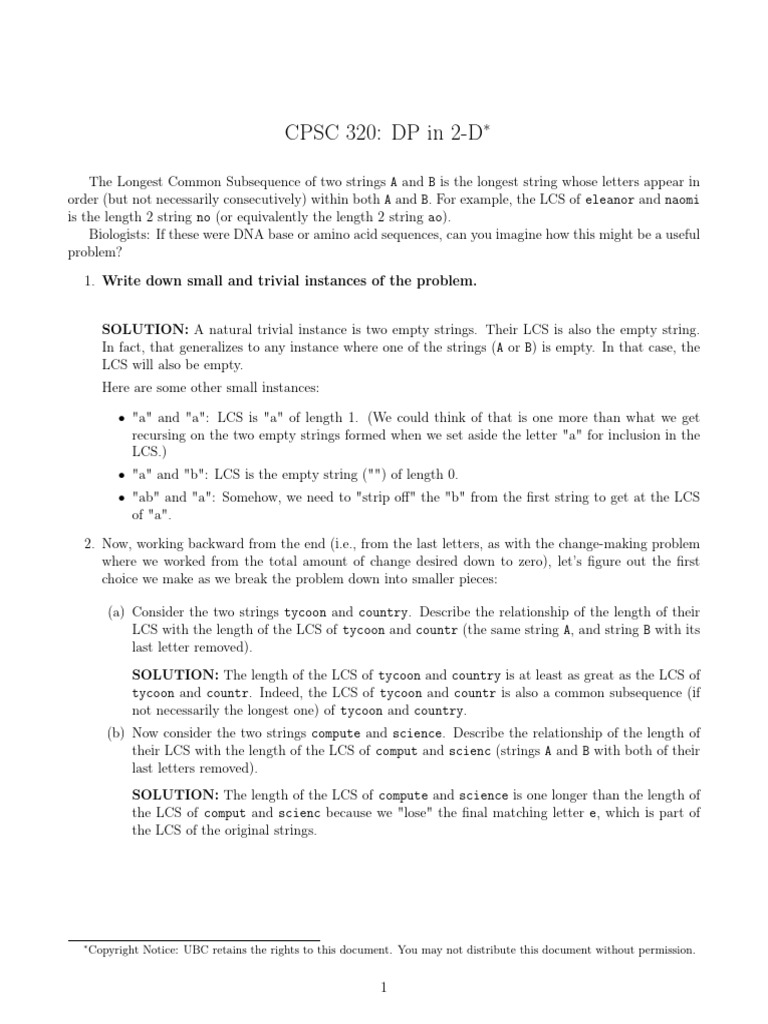 6cdp Lcs Partial Soln Pdf Pdf Computer Programming Algorithms