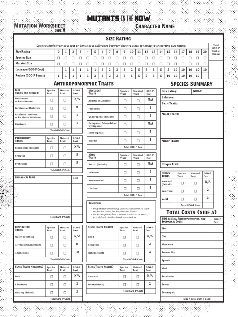 Mutants in The Now Mutation Sheet (Revised Edition) - yIJ0zC | PDF ...