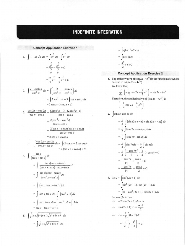 Indefinite Integration Hints | PDF | Calculus | Mathematical Analysis