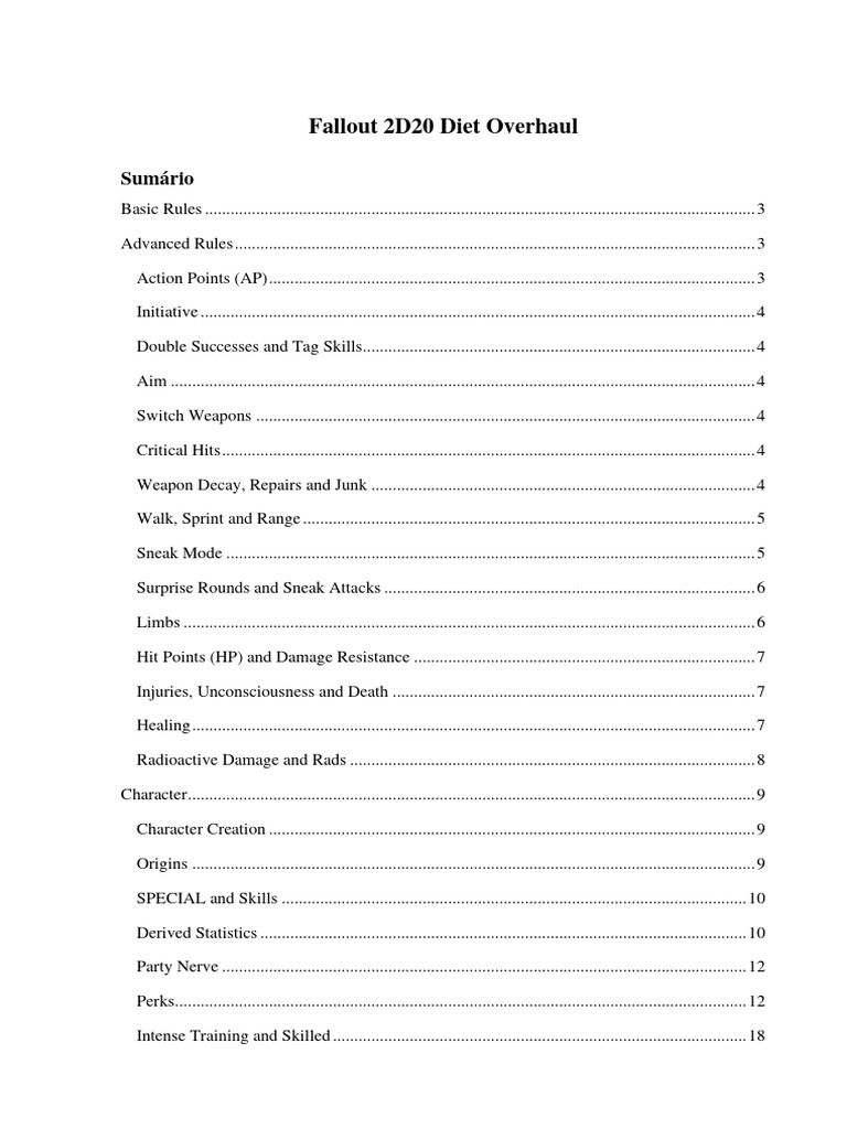 Fallout 2D20 Diet Overhaul | PDF | Shotgun