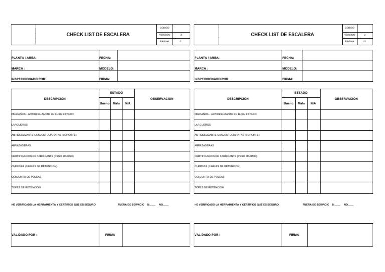 SST-R-060 Check List Escalera | PDF