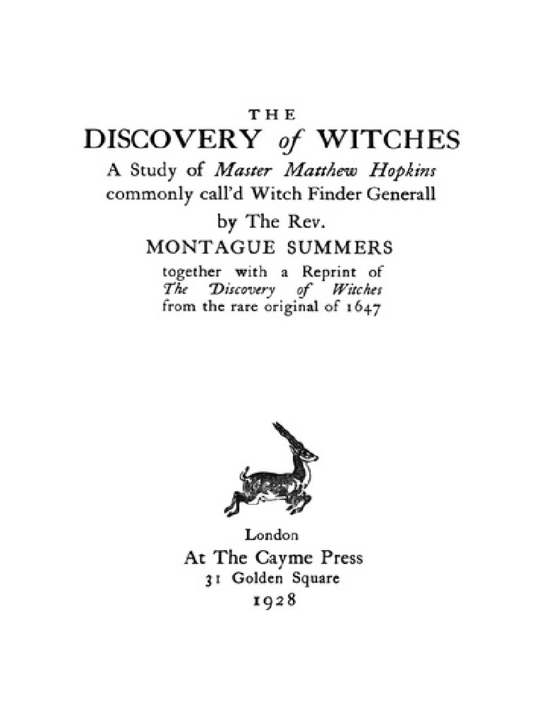 Study of Matthew Hopkins' Witch Trials | PDF | Witchcraft | Treason