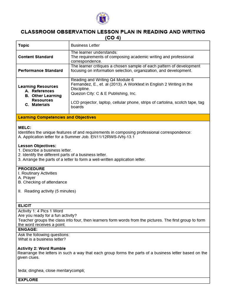 LESSON PLAN | PDF | Lesson Plan | Learning