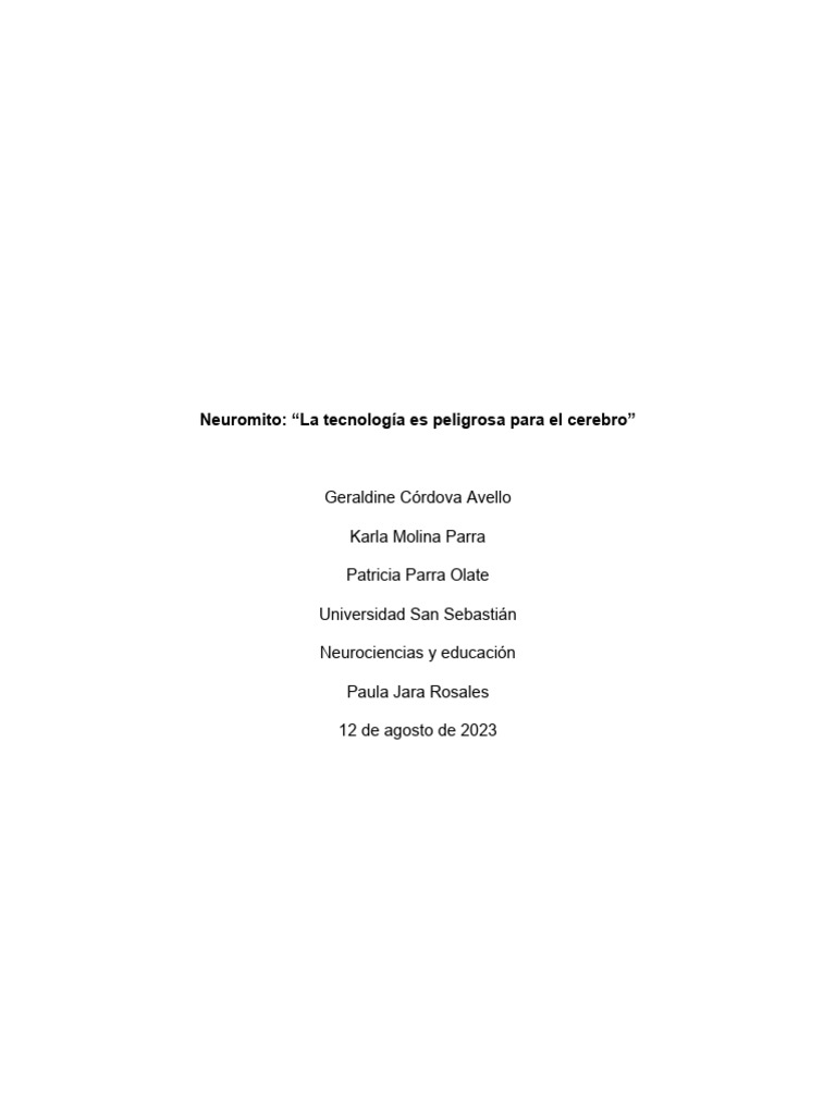 Neuromito | PDF | Aprendizaje | Cerebro