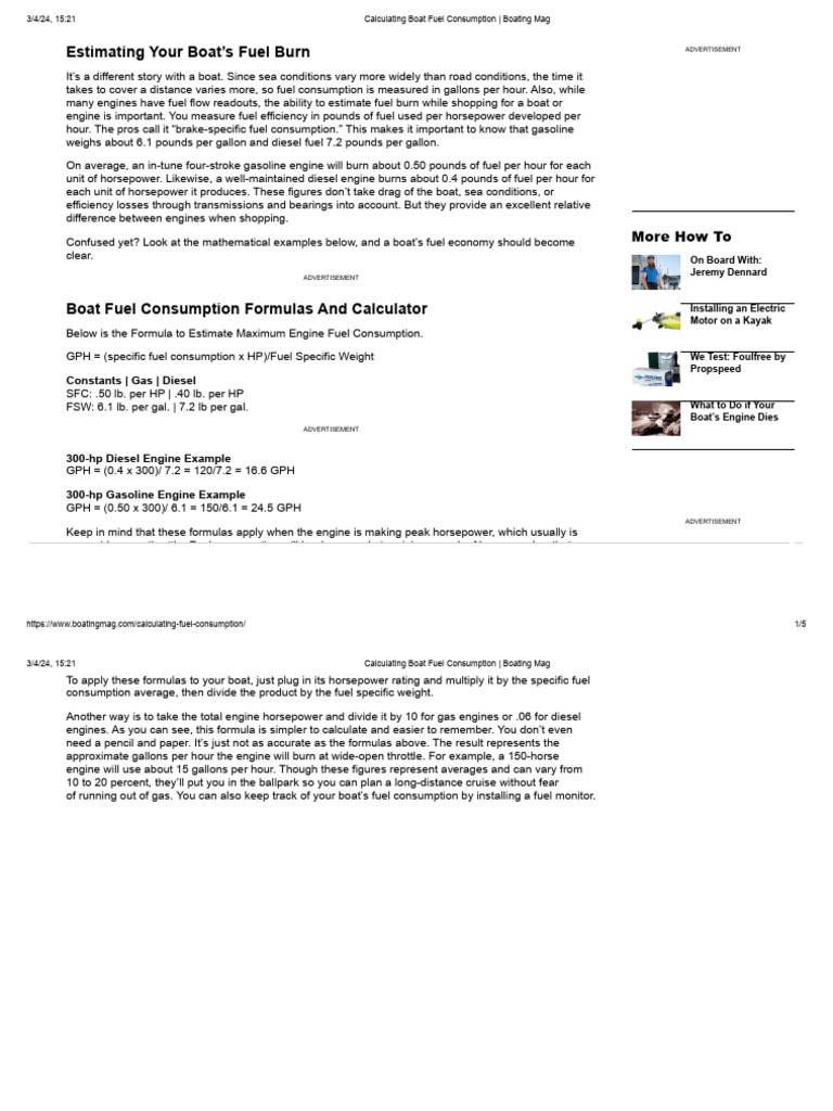Calculating Boat Fuel Consumption - Boating Mag | PDF | Fuel Economy In ...