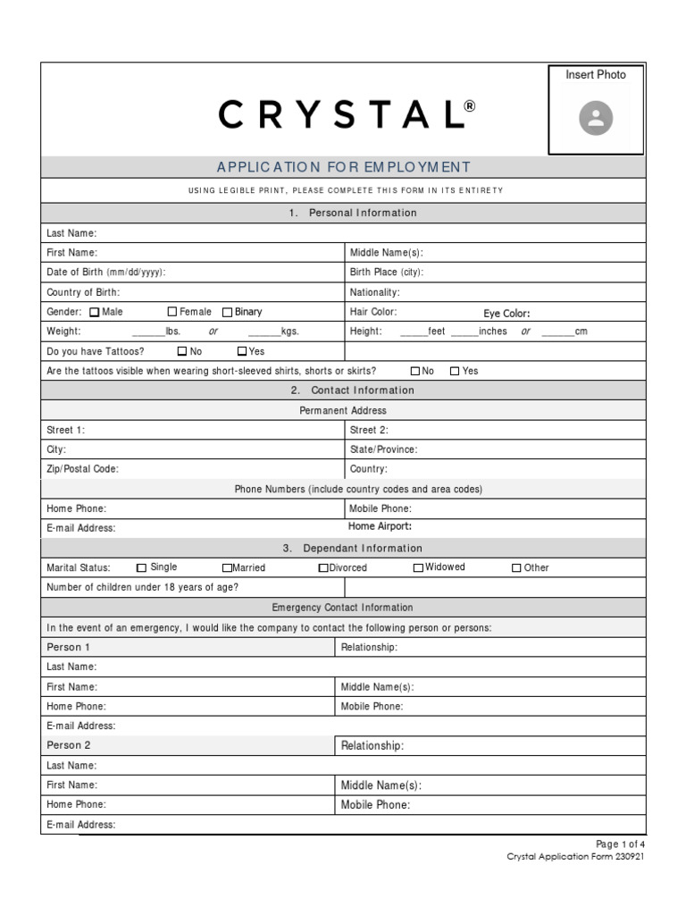 Crystal Academy Application Form | PDF