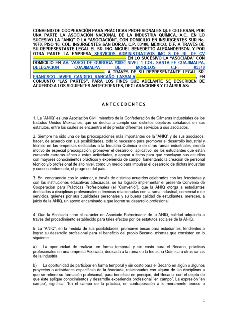 Convenio de Empresas-ANIQ (00000003) BECARIOS | PDF | México | Business