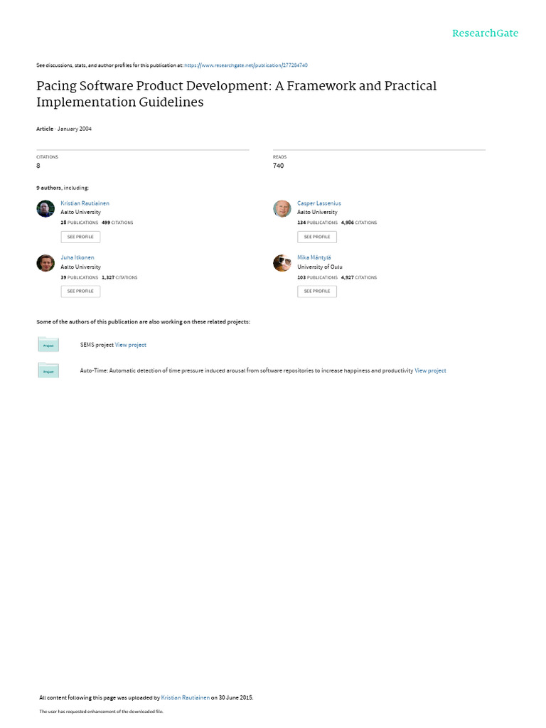 Pacing Software Product Development A Framework An | PDF | Agile ...