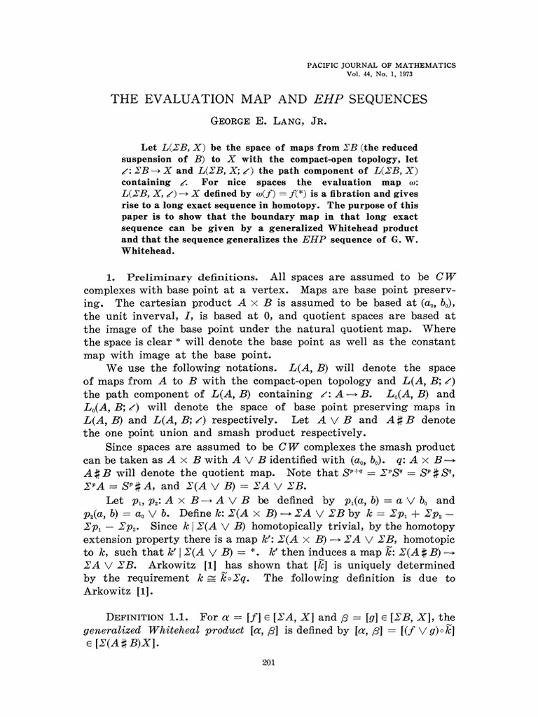 Evaluation Map and EHP Sequences | PDF | Topology | Space (Mathematics)