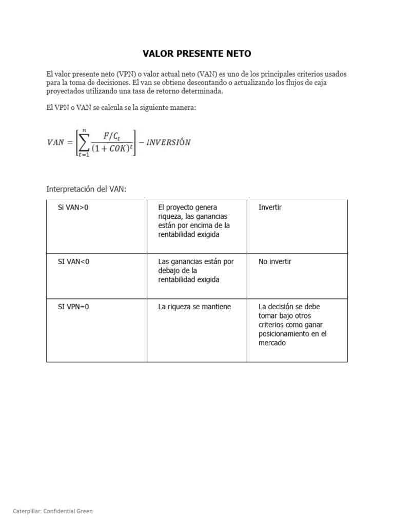 Valor Presente Neto | PDF