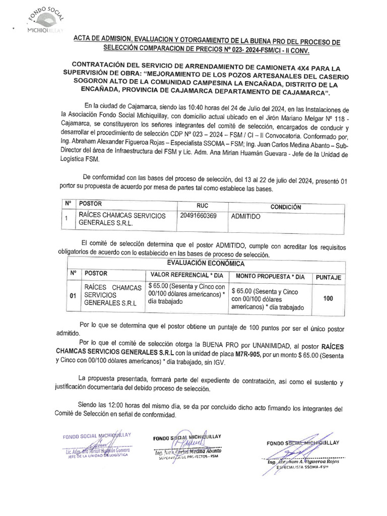 Acta de Buena Pro | PDF