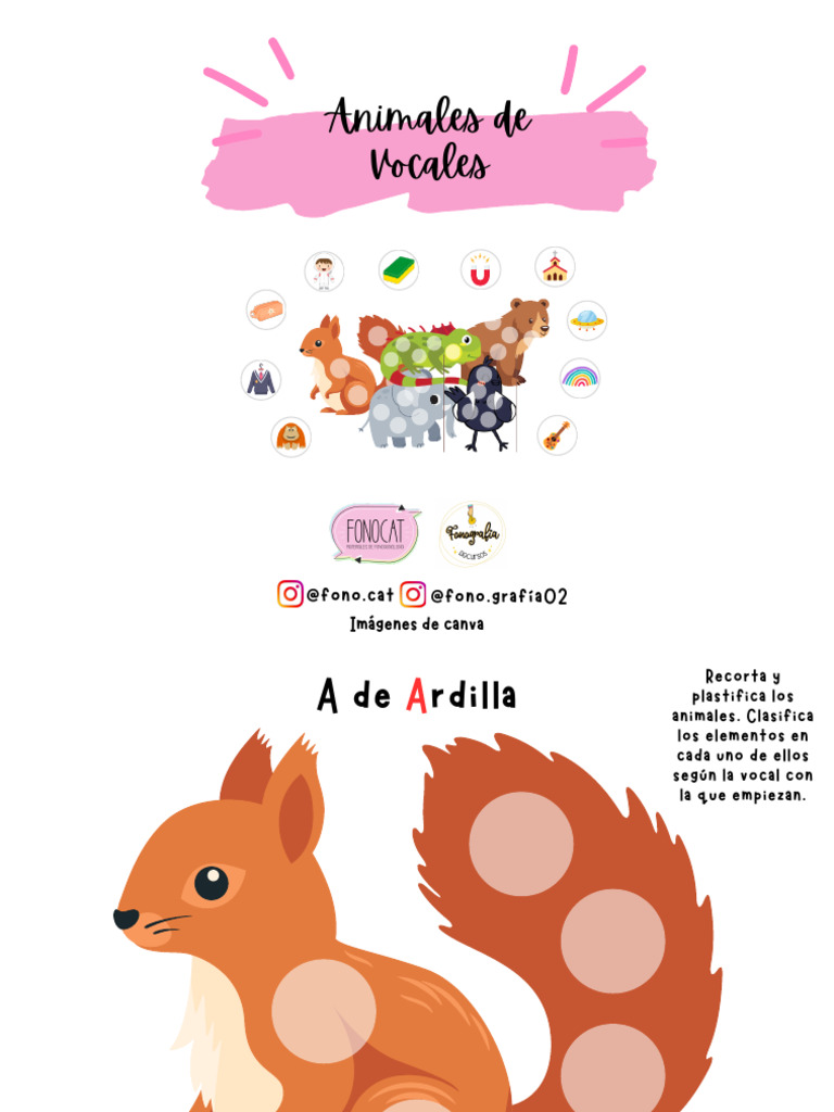 Animales de Vocales | PDF