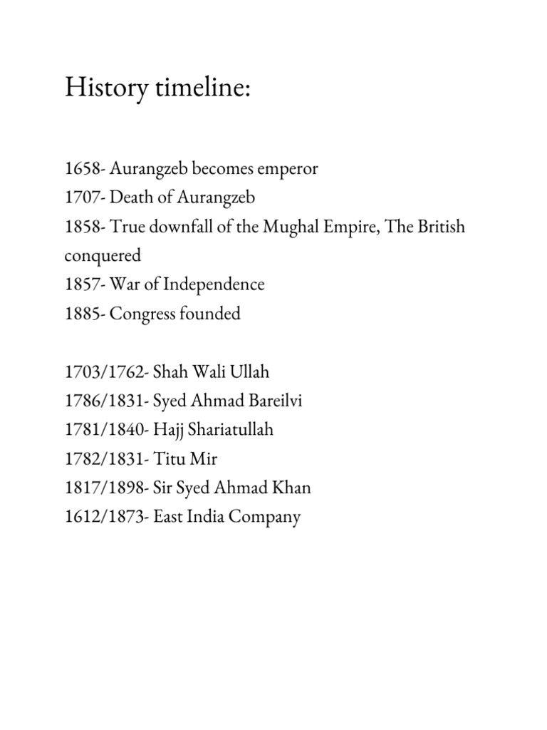Key Events in Indian History Timeline | PDF