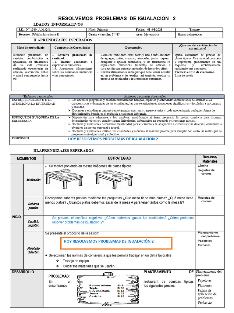 Sesión de Aprendizaje | PDF | Enseñando | Aprendizaje