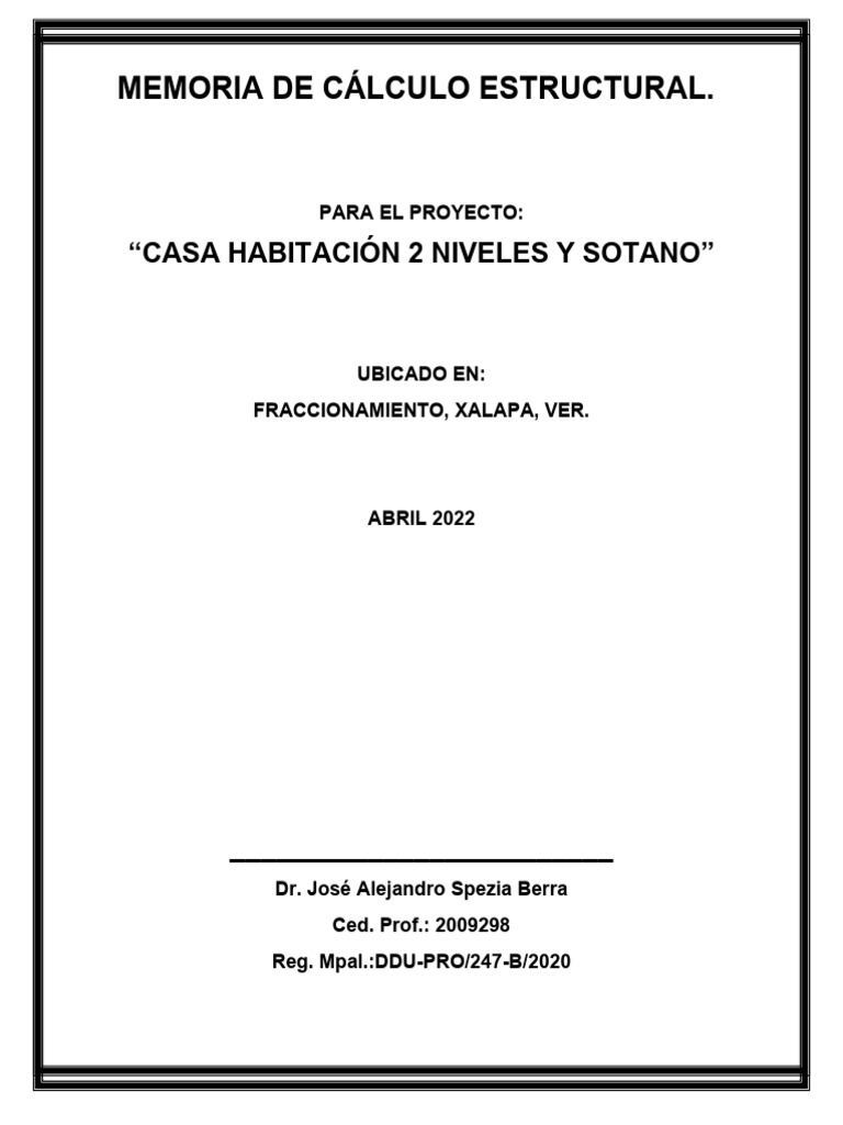 Memoria de Cálculo Estructural Casa Xalapa | PDF | Hormigón | Viga ...