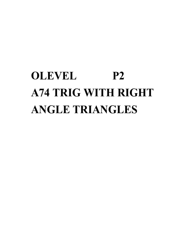 Right Angle Triangle Calculations | PDF | Triangle | Elementary Mathematics