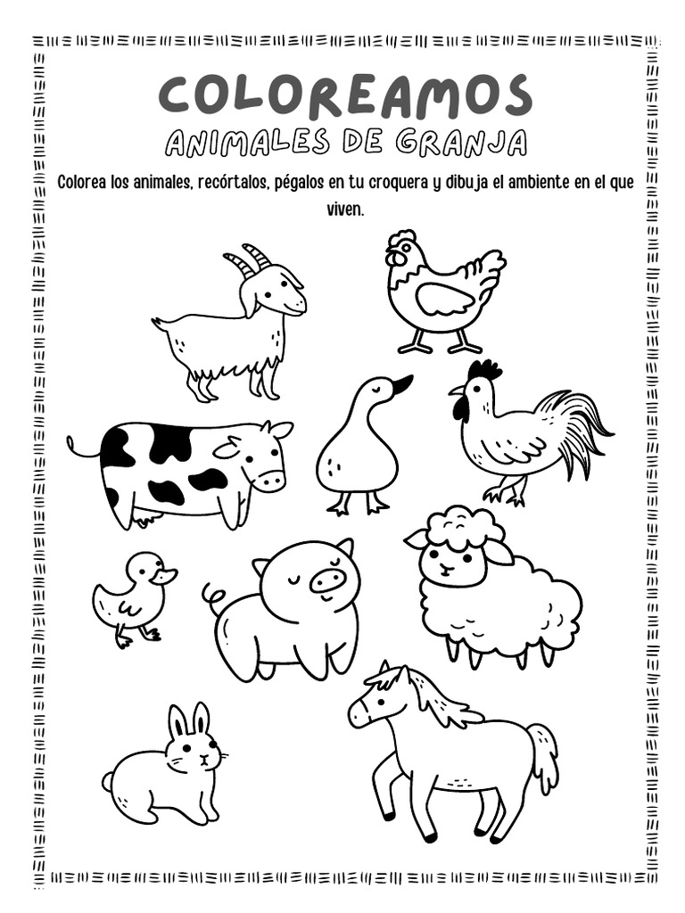 Ficha Colorear Animales de Granja | PDF | Cocina, comidas y vino ...
