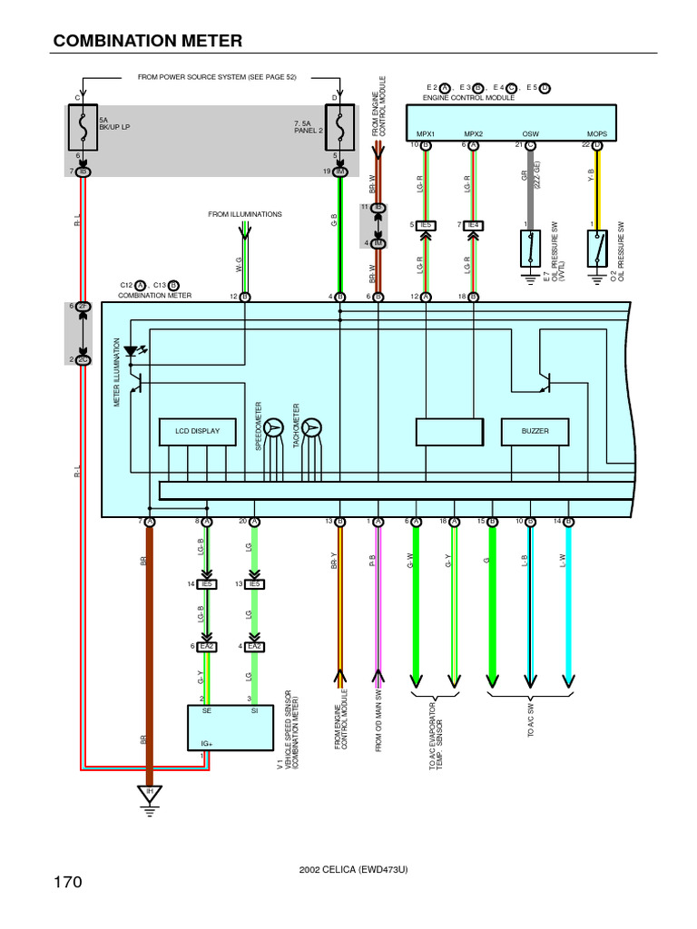 2002 Celica Combination Meter Wiring Guide | PDF | Vehicle Parts | Car ...
