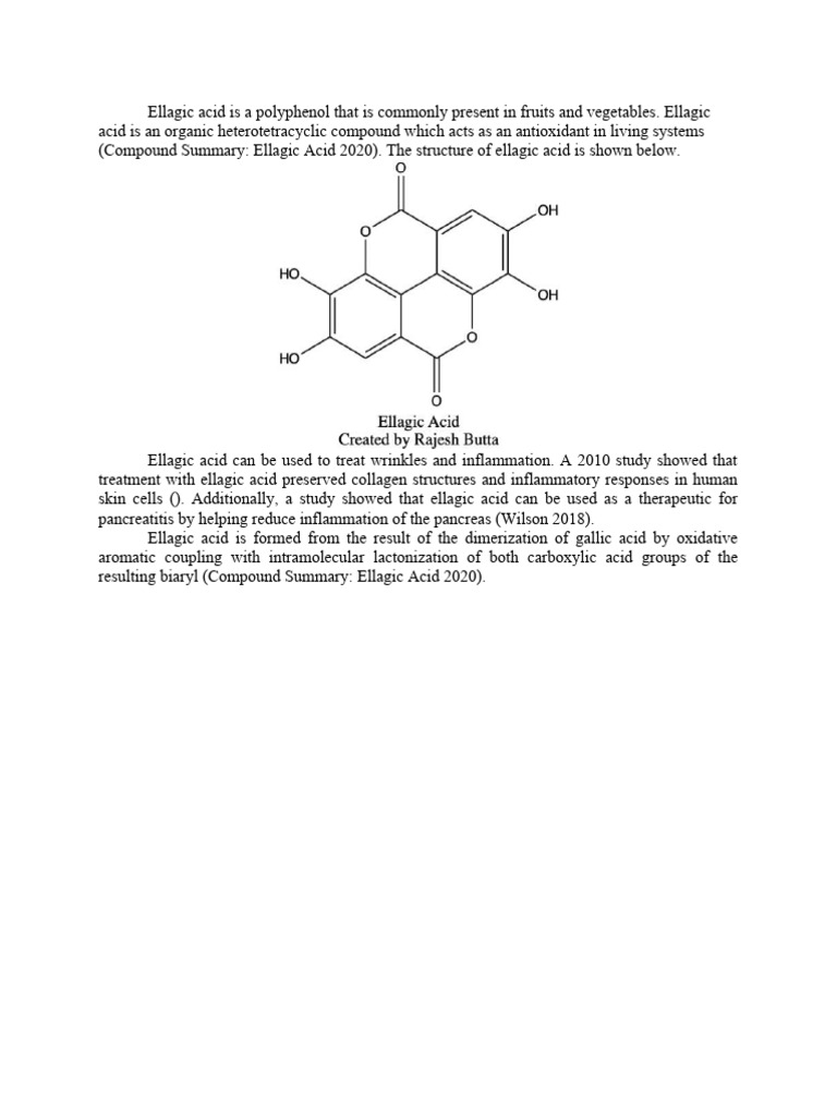 Ellagic Acid Is A Polyphenol That Is Commonly Present in Fruits and ...