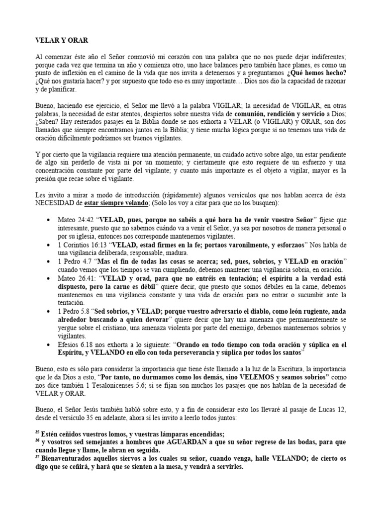 VELAR Y ORAR - MIS Cerro 01jun24 | PDF | Oración | Jesús