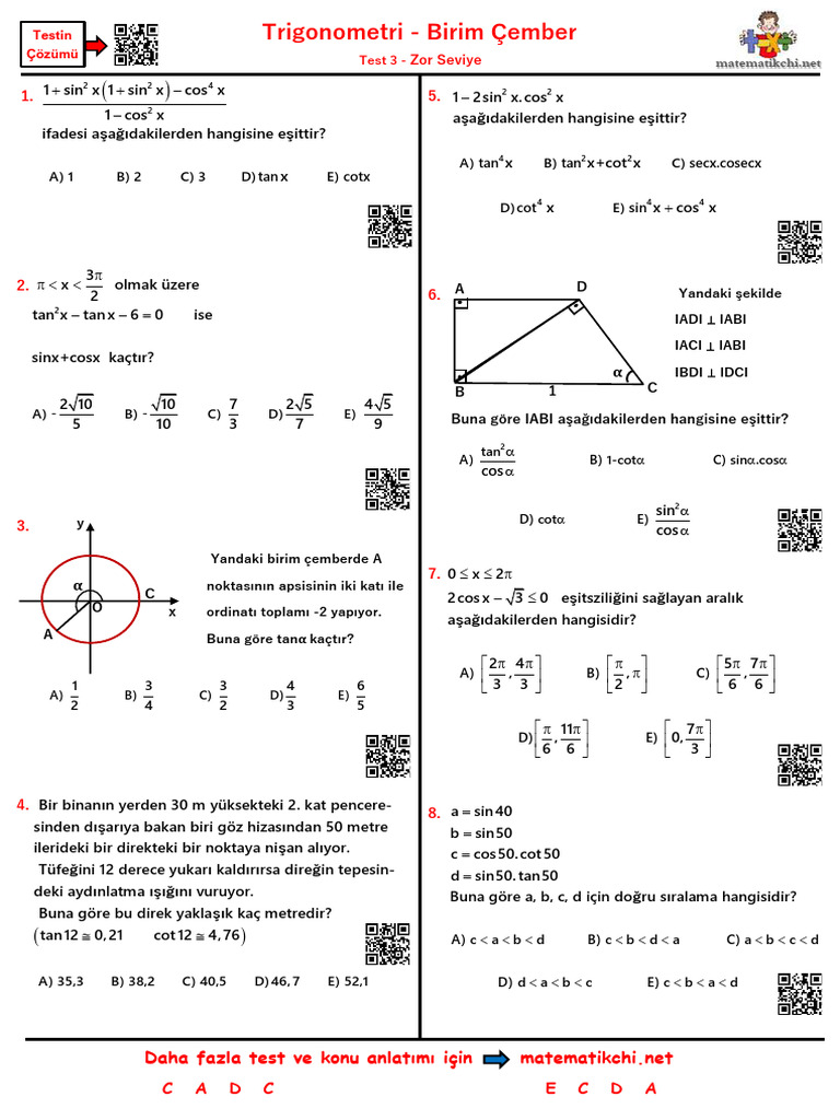 Birim Çember Test 3 Z | PDF
