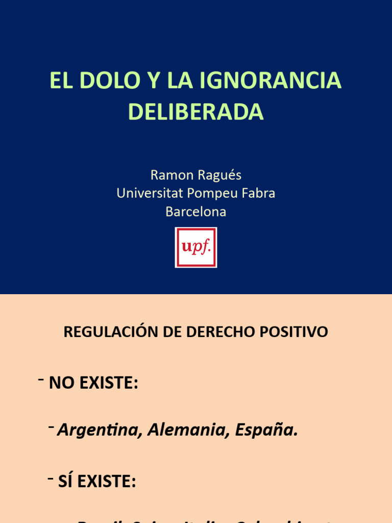 Dolo e Ignorancia Deliberada en Derecho | PDF | Intención (Derecho ...