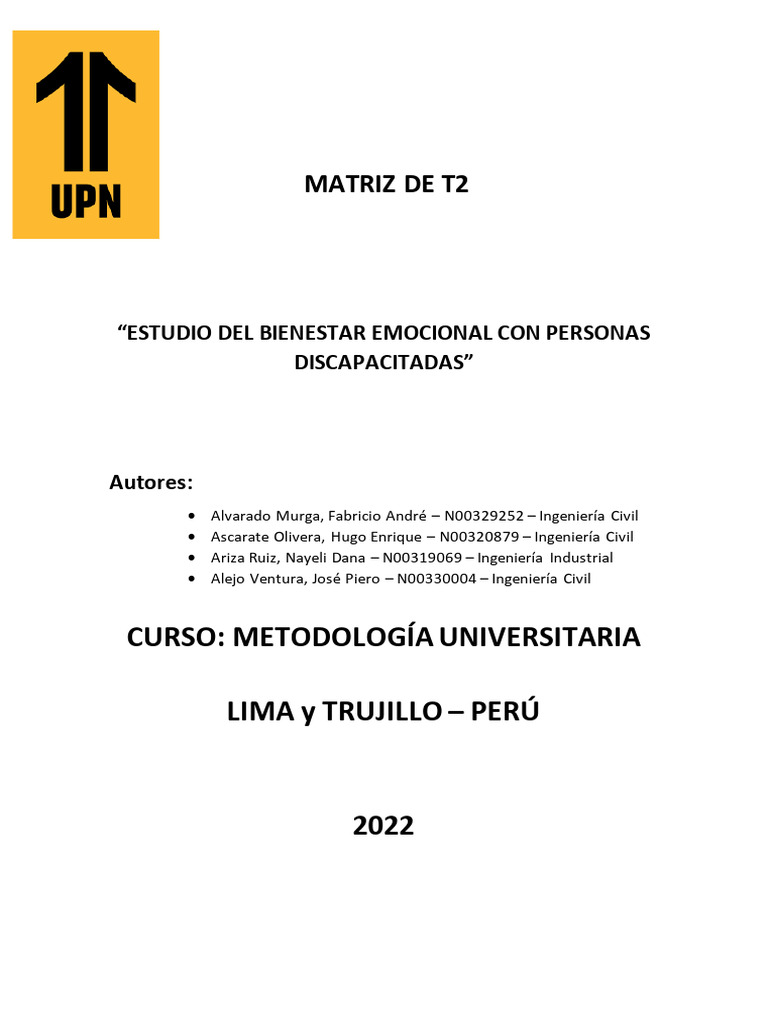 T2 - Metodología Universitaria - Grupo03 - Ariza Ruiz Nayeli Dana | PDF | Salud mental ...