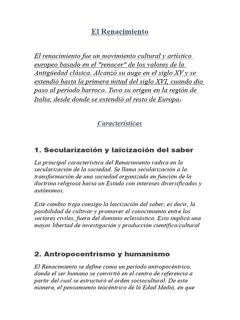 El Renacimiento | PDF | Renacimiento | Florencia