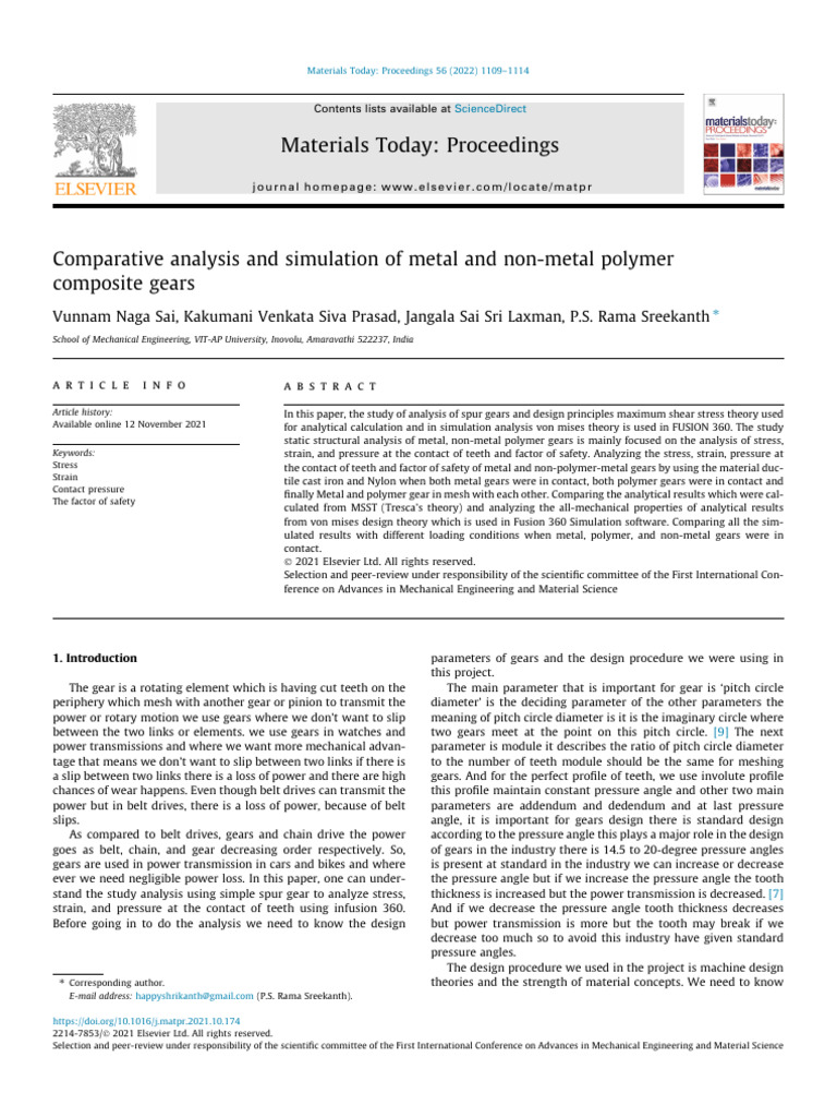 Comparative analysis and simulation of metal and nonmetal polymer ...