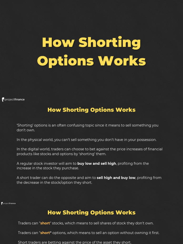 Understanding Shorting Options Strategies | PDF | Option (Finance ...