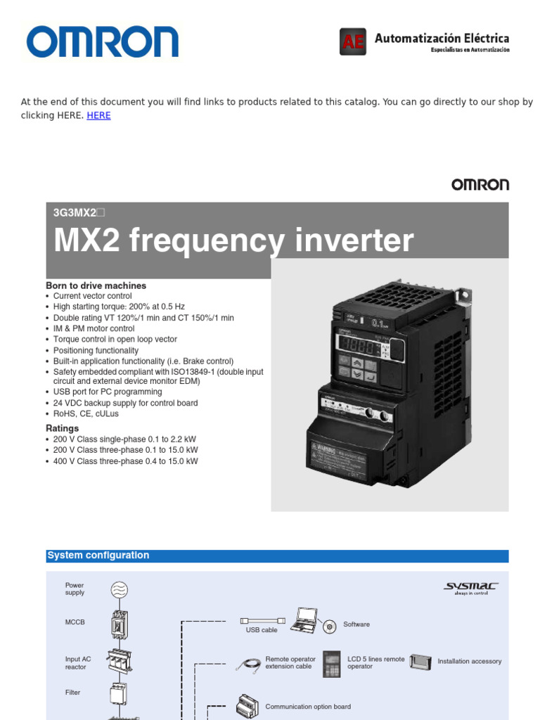 MX2 Omron Datasheet | PDF | Power Inverter | Alternating Current