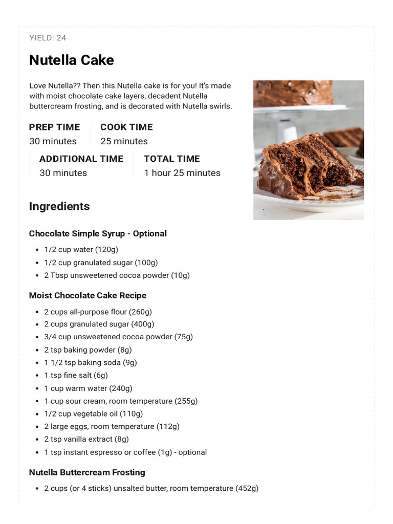 Nutella Cake Chelsweets Download Free Pdf Cakes Fat
