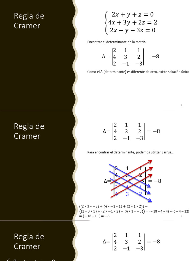 1.7 Regla de Cramer | PDF | Determinante | Análisis matemático