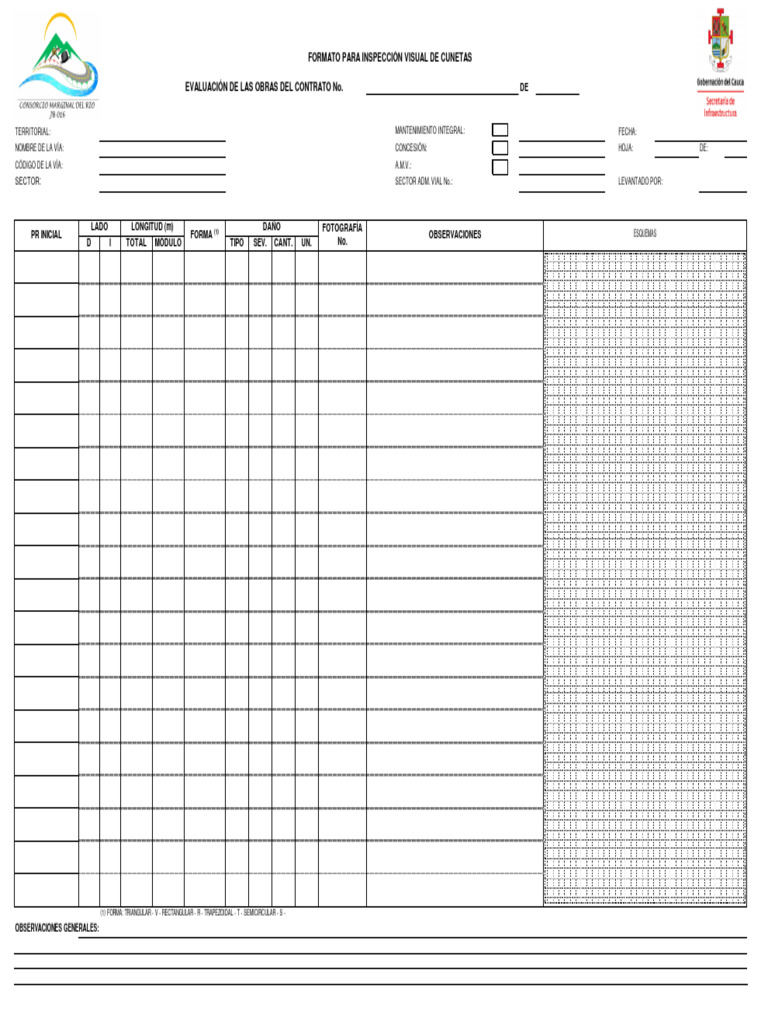 Formatos de Inspeccion Visual Obras Viales | PDF | Corrosión | Puente