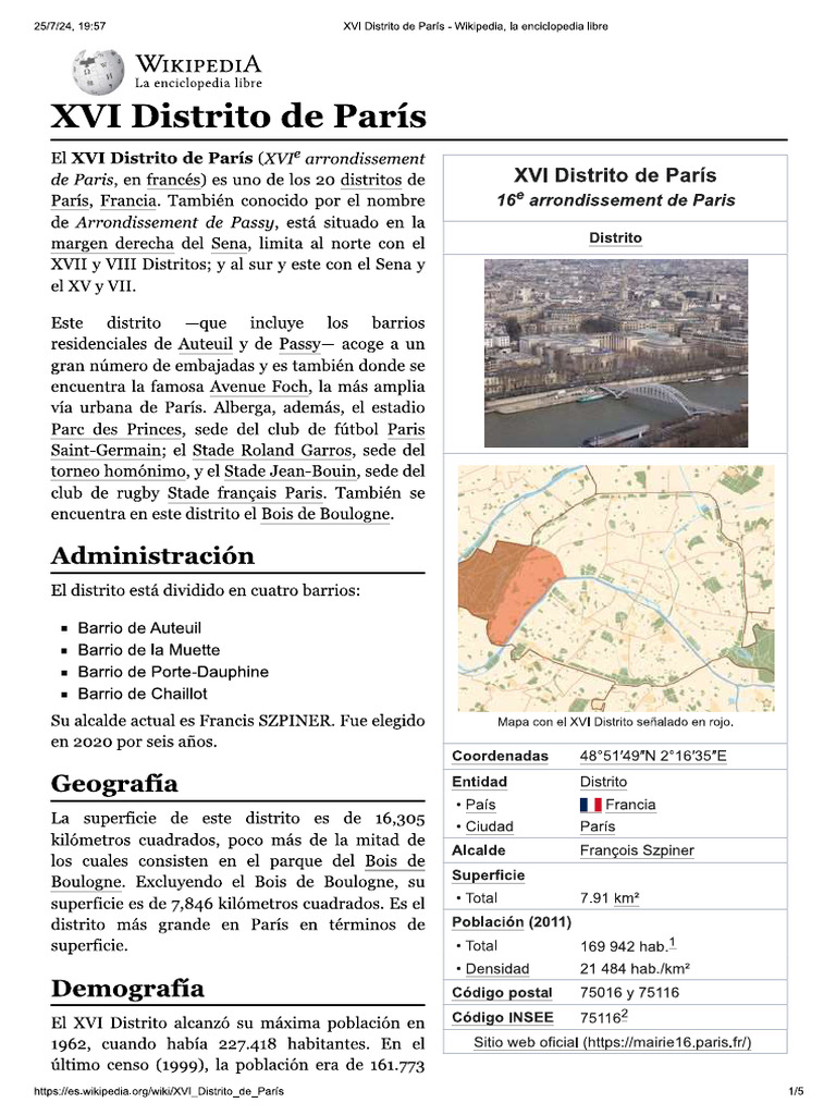 Distrito 16 de Paris | PDF