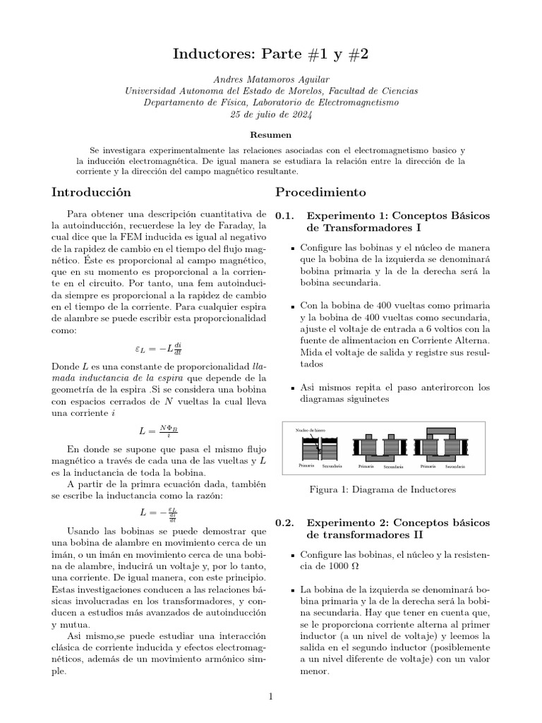Prac 7 Inductancia 1 2 | PDF | Inductor | Transformador