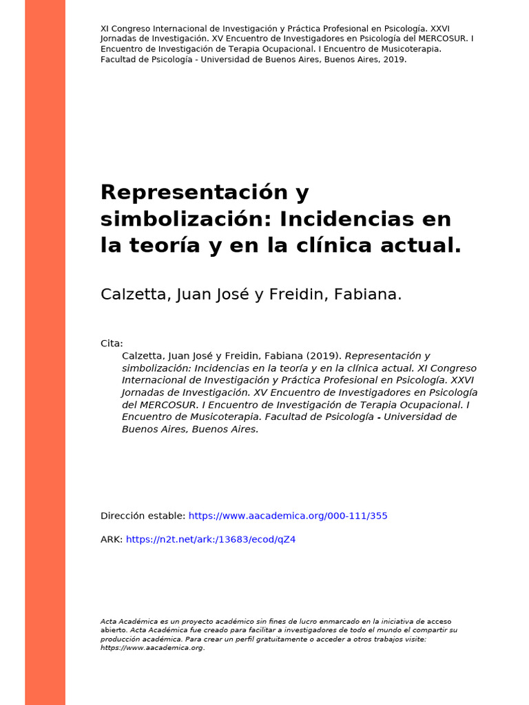 Calzetta, Juan José y Freidin, Fabiana (2019) - Representación y ...